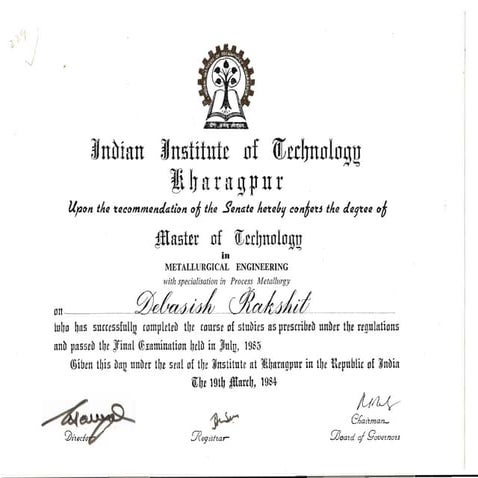 MTech degree cert | PDF