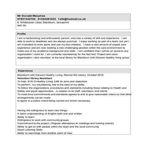 Liz CV | DOC