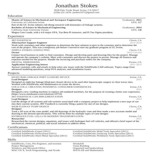 Jonathan Stokes Resume | PDF