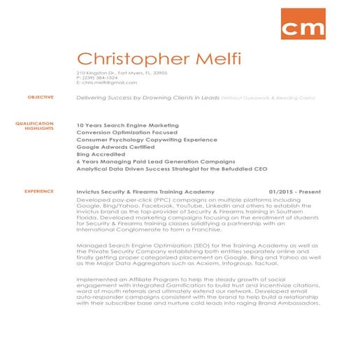 Resume_Chris_Melfi_2016 | PDF