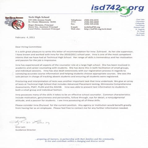 Tech High Reference letter | PDF