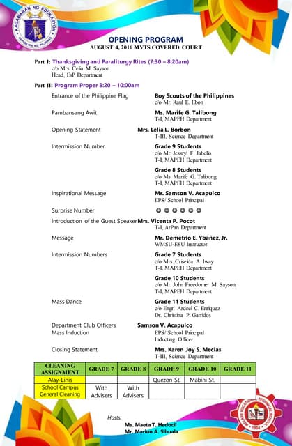 BRIGADA ESKWELA 2018 - Closing Program | PDF