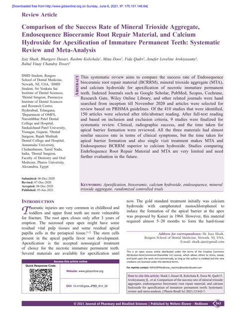 Apexogenesis & apexification | PPTX | Dental Health | Diseases and ...