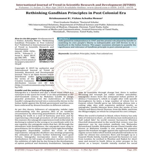 Rethinking Gandhian Principles in Post Colonial Era | PDF