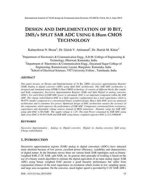 DESIGN OF LOW POWER SAR ADC FOR ECG USING 45nm CMOS TECHNOLOGY | PDF