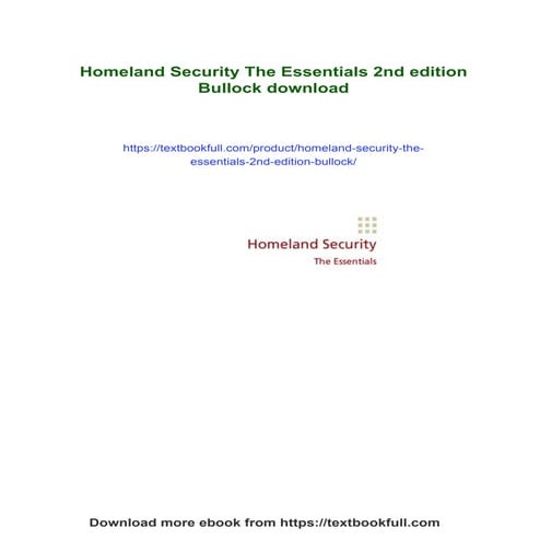 Homeland Security The Essentials 2nd edition Bullock | PDF