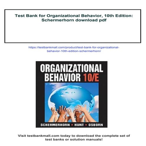 Test Bank for Organizational Behavior, 10th Edition: Schermerhorn | PDF