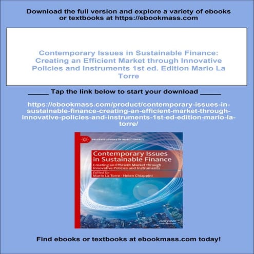 Contemporary Issues in Sustainable Finance: Creating an Efficient Market through Innovative ...