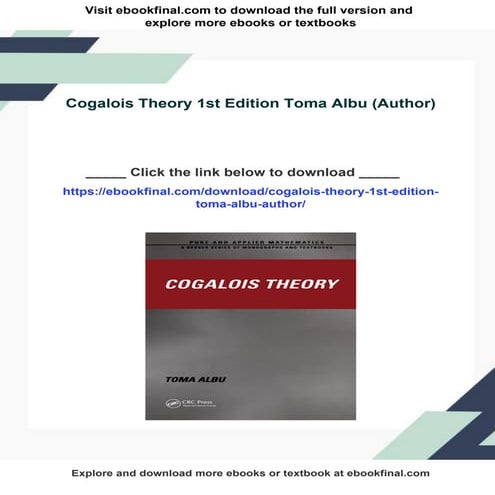 Cogalois Theory 1st Edition Toma Albu (Author) | PDF