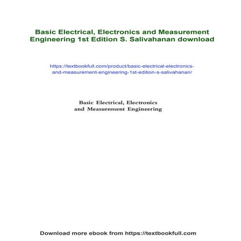 Basic Electrical, Electronics and Measurement Engineering 1st Edition S. Salivahanan | PDF
