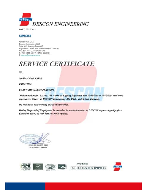 descon cretificate | PDF