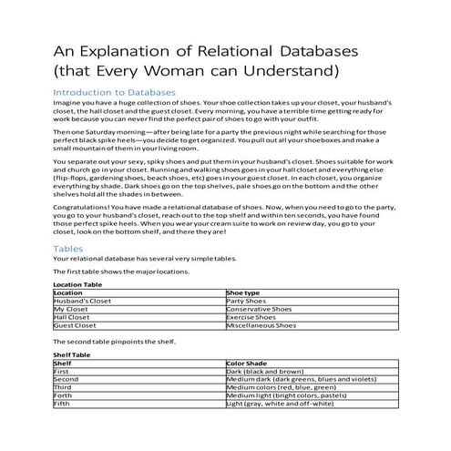 An Explanation of Relational Databases | PDF