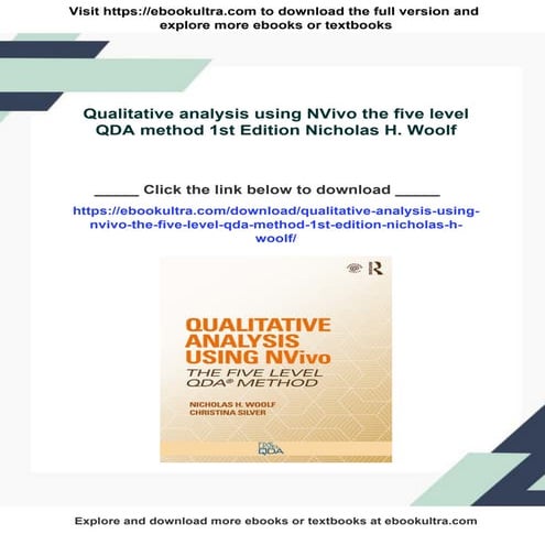 Qualitative analysis using NVivo the five level QDA method 1st Edition Nicholas H. Woolf | PDF