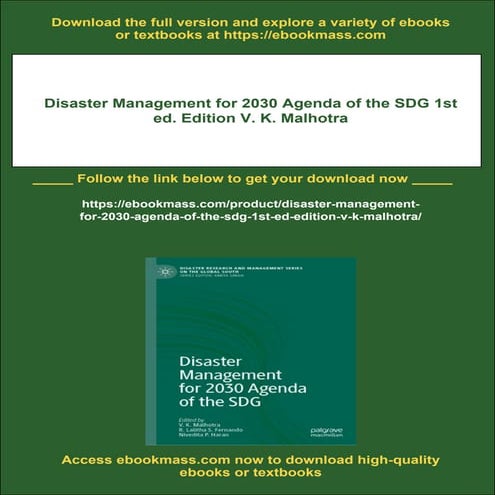 Disaster Management for 2030 Agenda of the SDG 1st ed. Edition V. K ...
