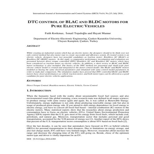 DTC CONTROL OF BLAC AND BLDC MOTORS FOR PURE ELECTRIC VEHICLES | PDF