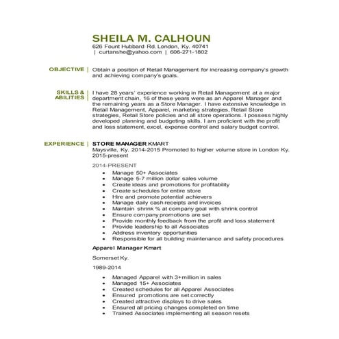 Resume For Kmart | PDF