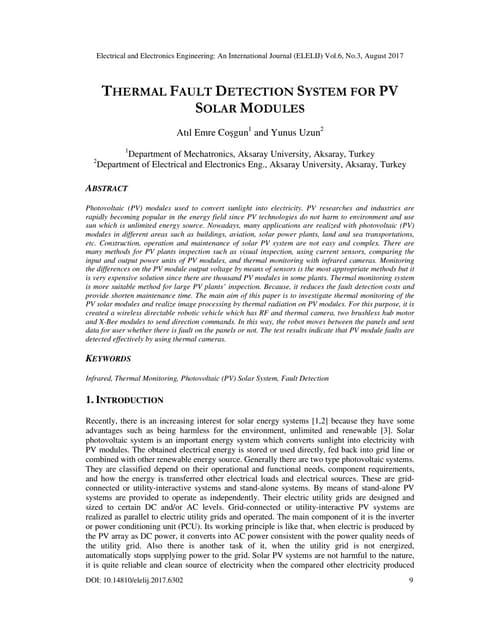 Thermal Fault Detection System For Pv Solar Modules Pdf