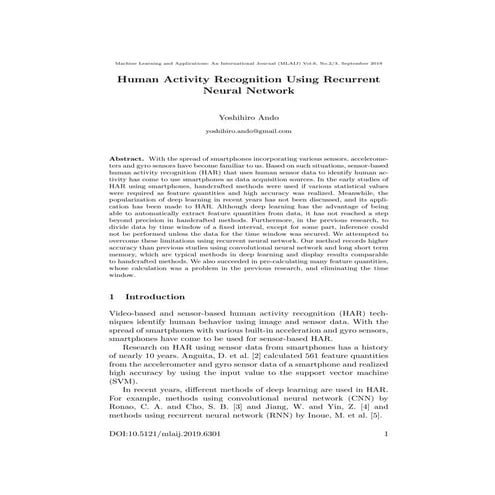 Human Activity Recognition Using Recurrent Neural Network Pdf