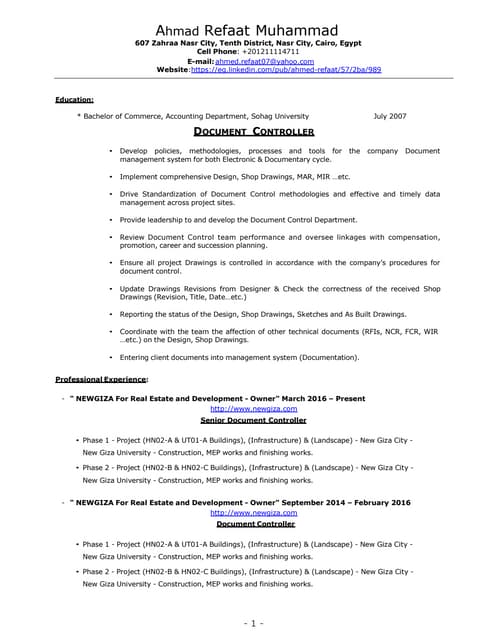 CV - Sudheesh - Senior Document Controller | DOC