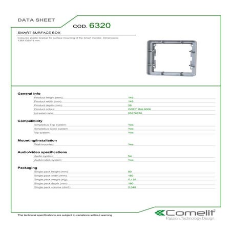 Comelit 6320 Data Sheet | PDF