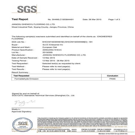 FORMALDEHYDE CERTIFICATEcup2 | PDF