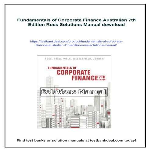 Fundamentals of Corporate Finance Australian 7th Edition Ross Solutions Manual | PDF