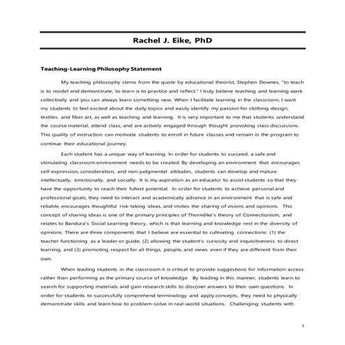 Teaching-Learning Philosophy Statement_Rachel Eike | DOCX