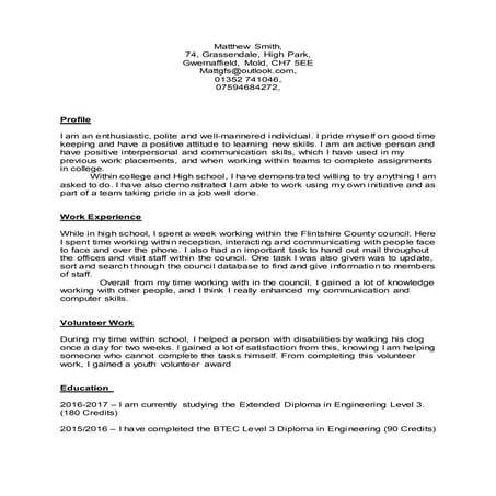 New CV - Matt Smith | DOCX