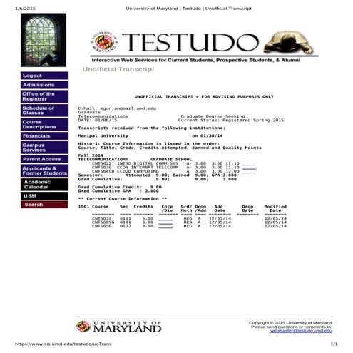 Milind_Gunjan_ Unofficial Transcript | PDF