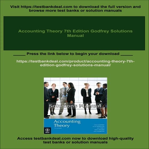 Accounting Theory 7th Edition Godfrey Solutions Manual | PDF