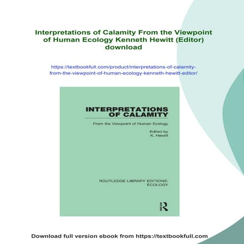 Interpretations of Calamity From the Viewpoint of Human Ecology Kenneth ...