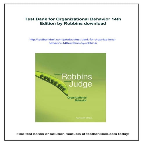 Test Bank for Organizational Behavior 14th Edition by Robbins | PDF