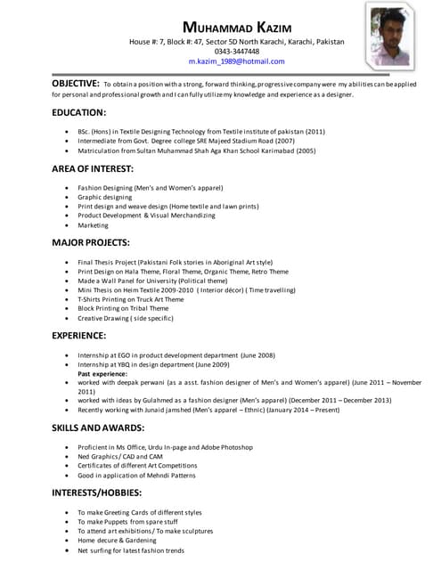 Curriculum Vitae Muhammad Kazim Pdf