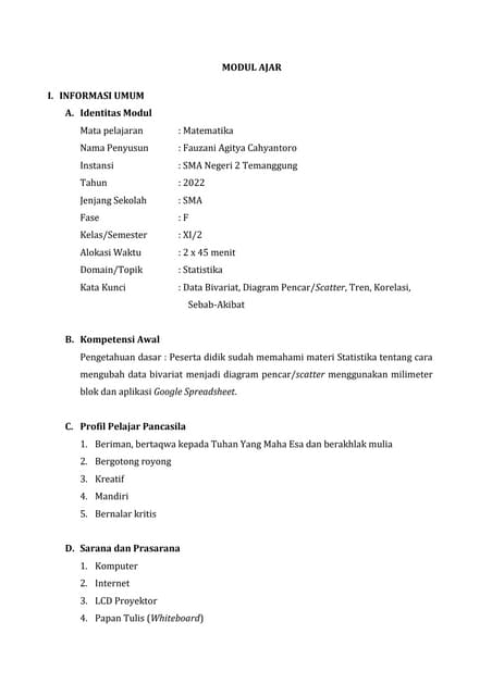 modul data untuk kelas 5 kurikulum merdeka | PDF
