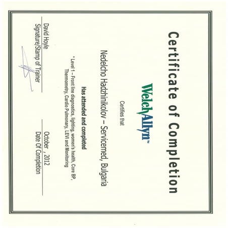 Sertificate Welch Allyn | PDF