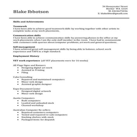 Blakes resume | DOCX