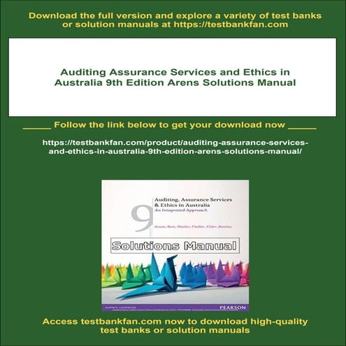 Auditing Assurance Services and Ethics in Australia 9th Edition Arens Solutions Manual | PDF
