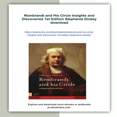 Rembrandt and His Circle Insights and Discoveries 1st Edition Stephanie ...
