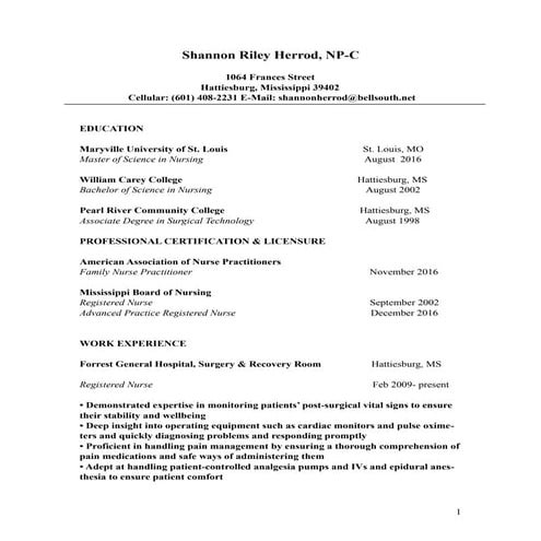 Resume, Bridget Cunningham | DOCX