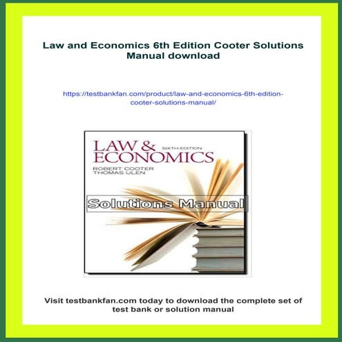 Law and Economics 6th Edition Cooter Solutions Manual | PDF