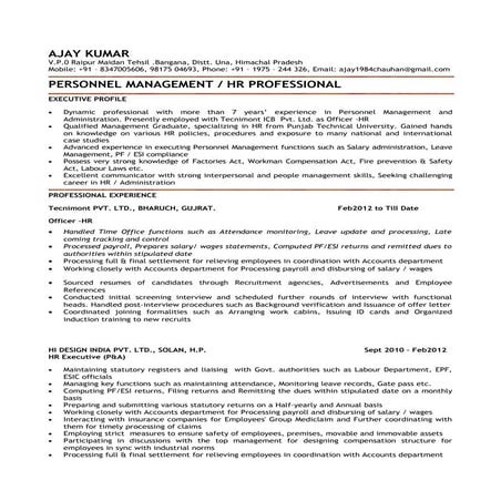 CV_Ajay Kumar | DOC | Human Resources | Business