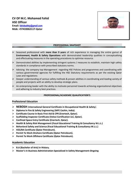HSE Officer CV | DOCX