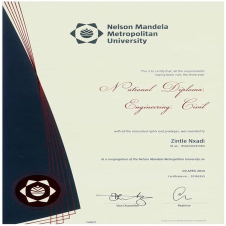 NDip Civil Engineering Certificate | PDF