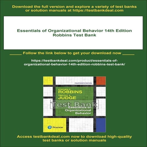 Essentials of Organizational Behavior 14th Edition Robbins Test Bank | PDF