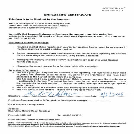 Employer's Certificate - complete | PDF