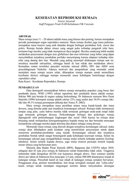 POWERPOINT KESEHATAN REPRODUKSI REMAJA ( PPT KESPRO REMAJA ) | PPT