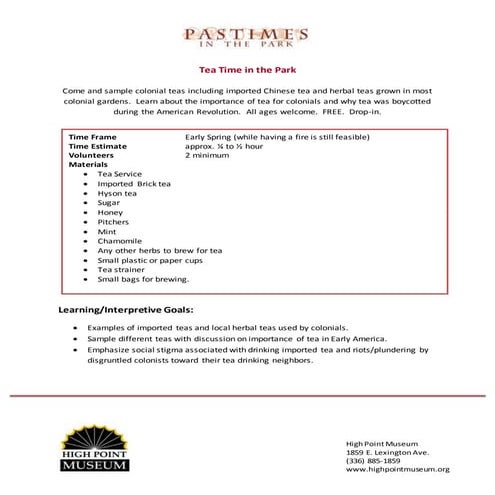 Tea program template | PDF