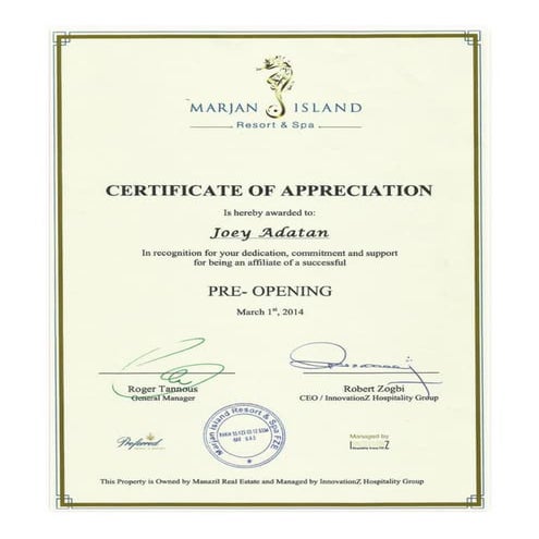 Pre-opening-certificate | PDF