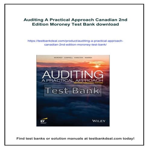 Auditing A Practical Approach Canadian 2nd Edition Moroney Test Bank | PDF