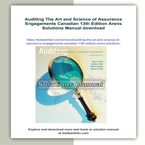 Auditing The Art and Science of Assurance Engagements Canadian 13th ...